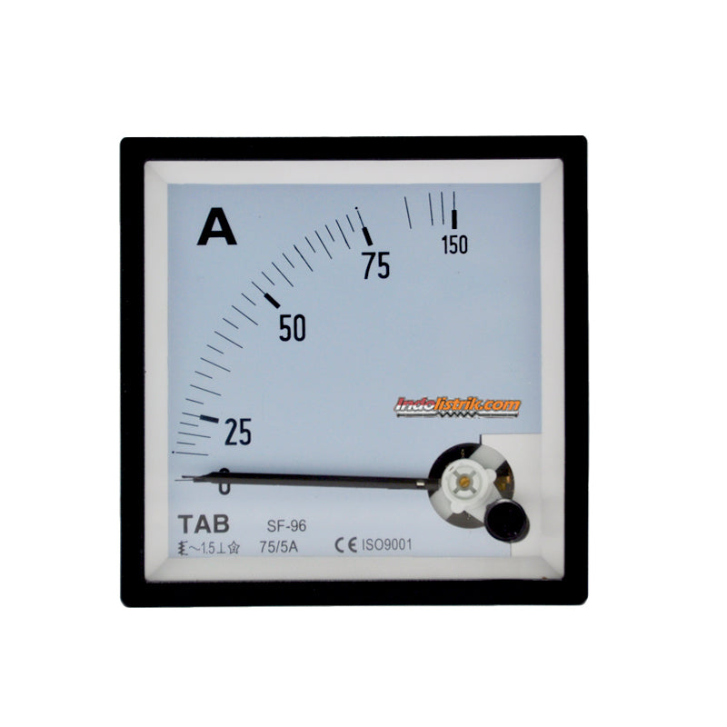 Jual TAB Ampere Meter Analog 96x96 Via CT 75/5A Murah & Lengkap ...