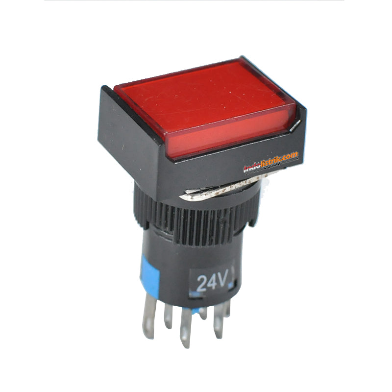 Jual TAB Illuminated Push Button LED 16mm LA16F-22D Kotak 24 VDC Merah ...